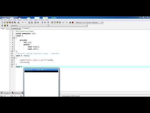using scope resolution operator :: define function outside class - YouTube