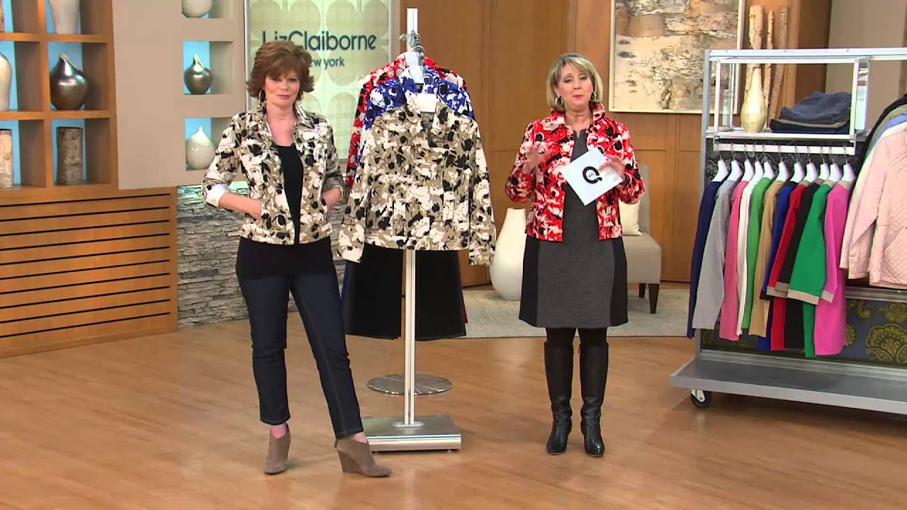 Liz Claiborne New York Floral Print Long Sleeve Jean Jacket with Mary ...