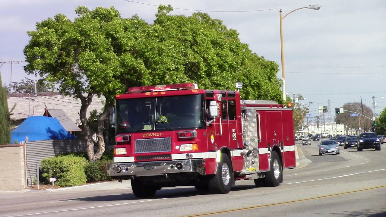 Downey Engine 62 & Squad 642 Responding w/ Airhorn - YouTube