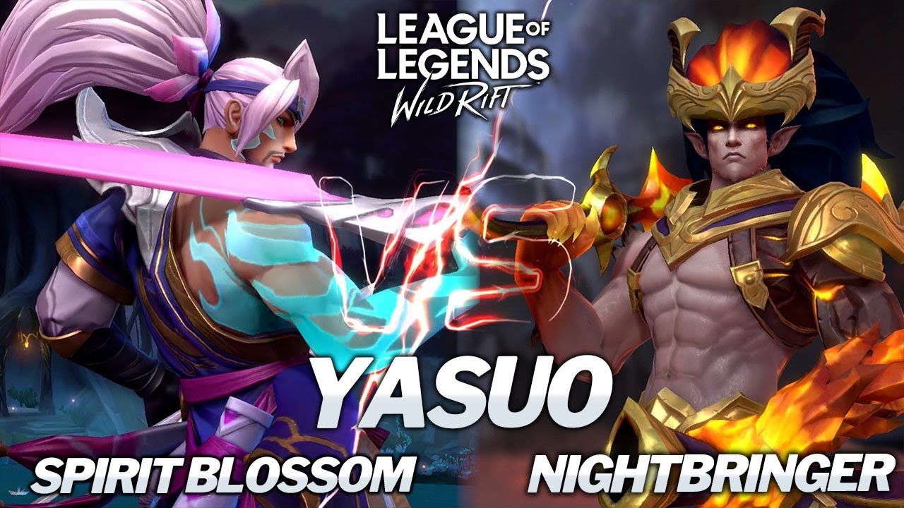 Spirit Blossom Yasuo VS NightBringer Yasuo Skins Comparison Wild Rift ...