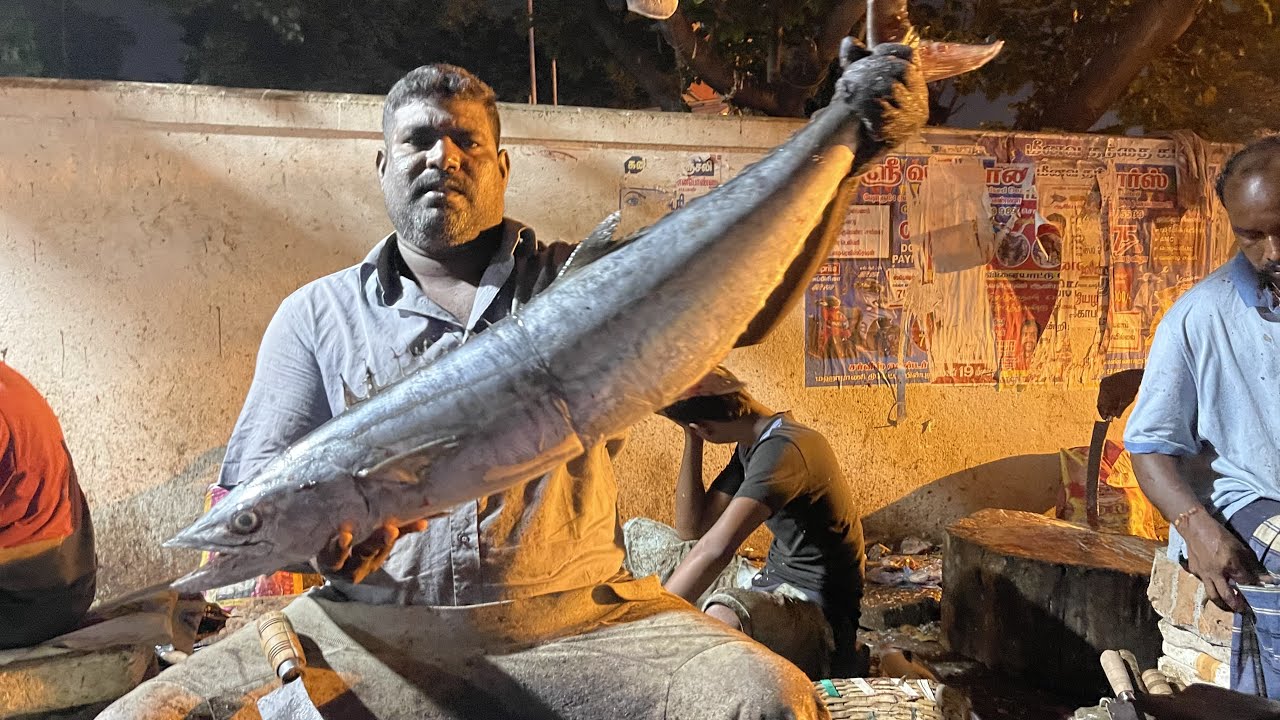 Kasimedu Minnal Raja Fish Cutting Video | UK SONS MARINE - YouTube