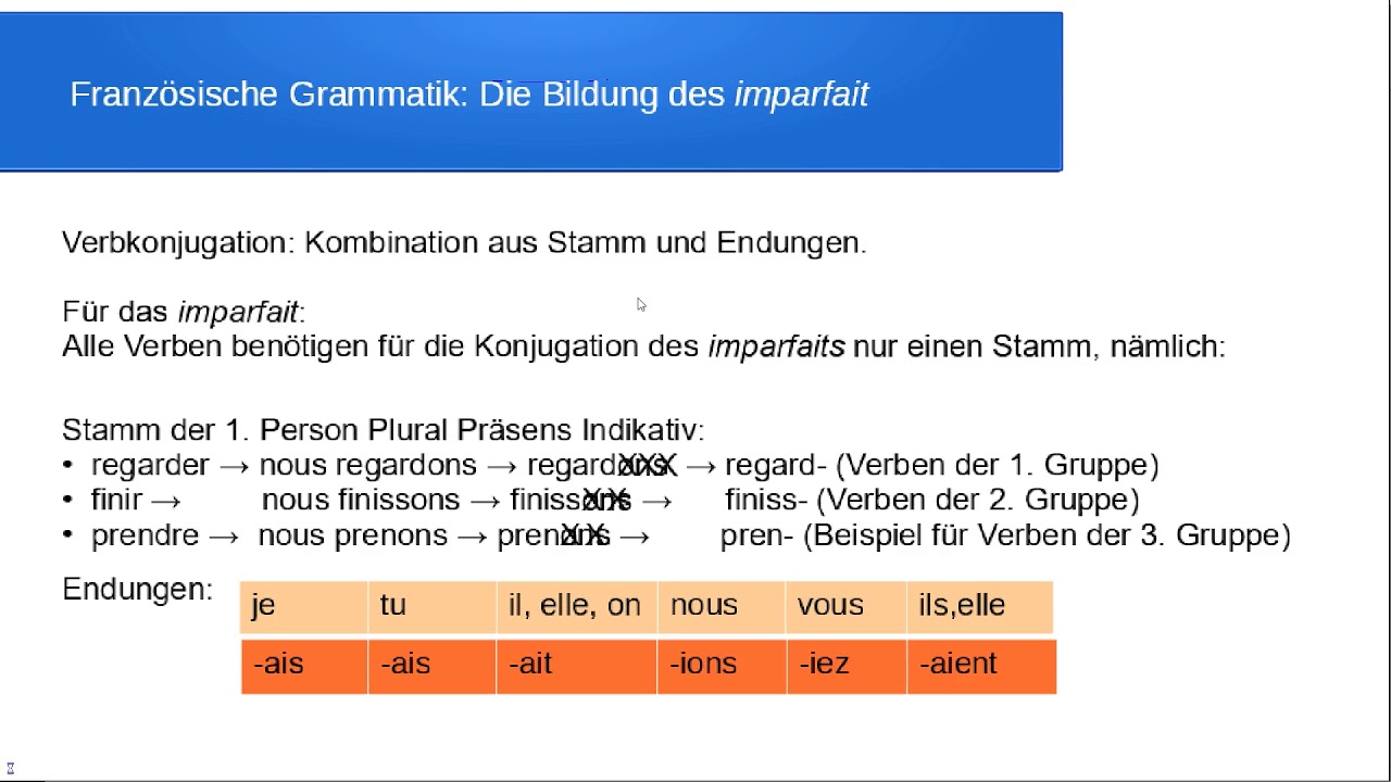 Bildung des imparfaits - YouTube