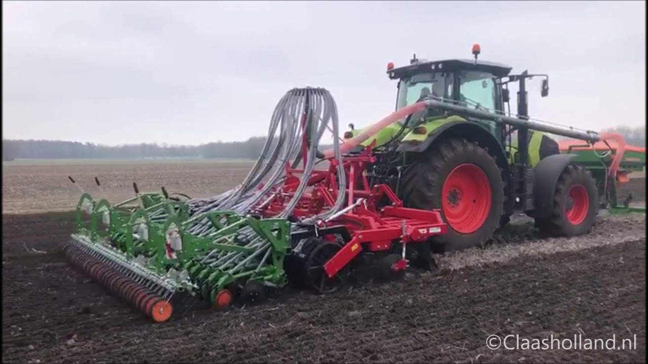 Claas Axion 800 met Evers en amazone zaaimachine. [HD] - YouTube