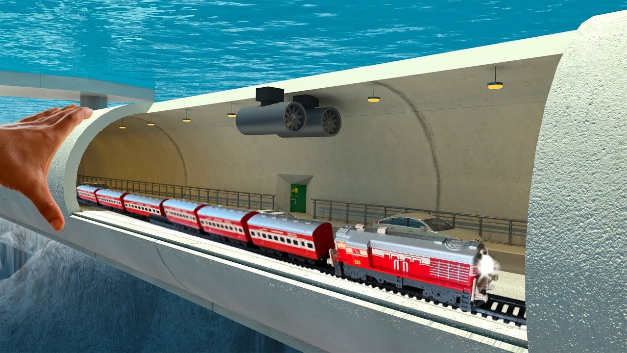 Passenger train running inside the huge tunnel bridge | car and train ...