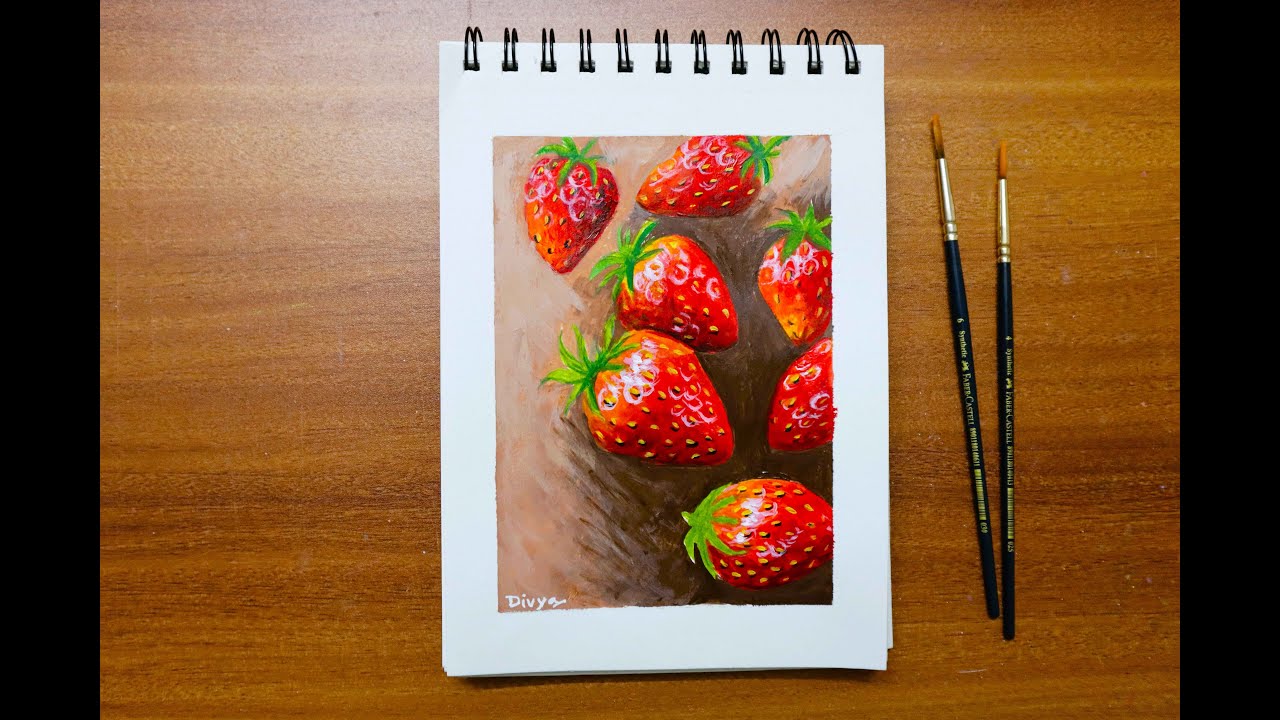 Strawberries Painting | How to paint A Strawberries | Painting for ...