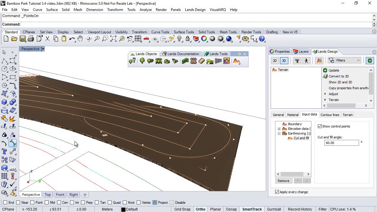 Lands Design tutorial: 3.4 Terrain add Cut and fill - YouTube