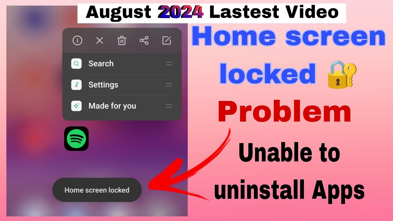 Home screen locked Problem || unable to uninstall apps || apps delete ...
