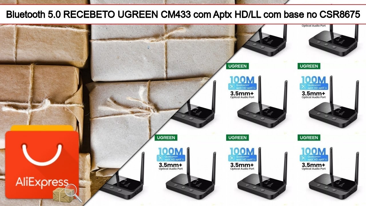 Bluetooth 5.0 RECEBETO UGREEN CM433 com Aptx HD/LL com base no CSR8675 ...
