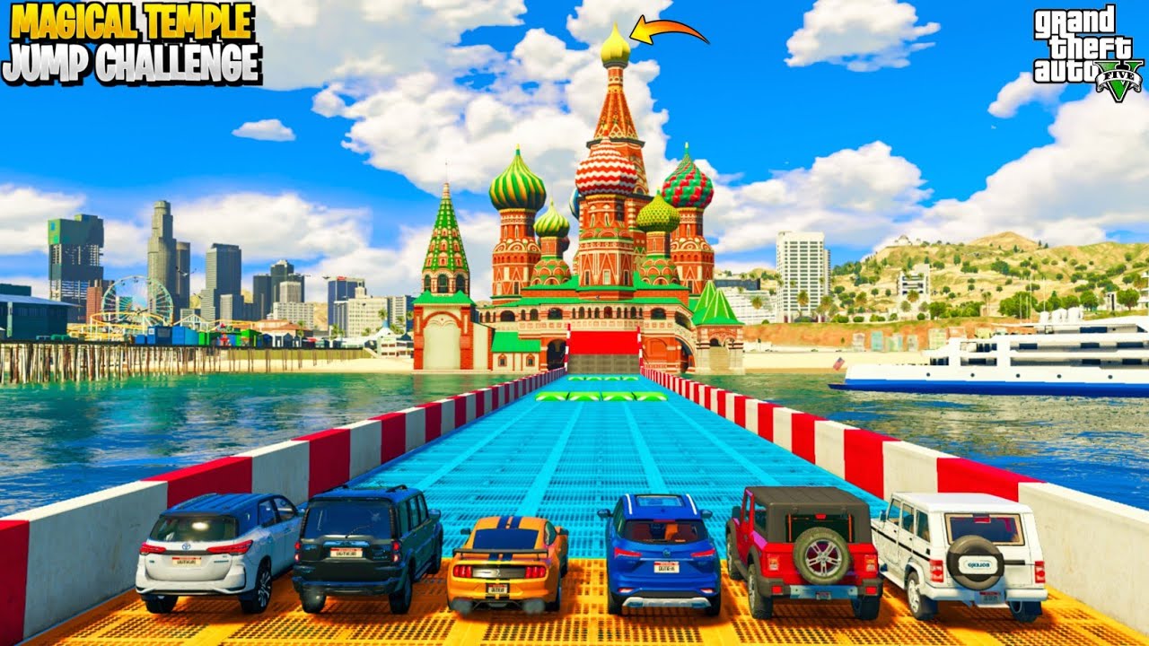 Indian Cars Vs Super Cars | Impossible Magical Temple Jump Challenge ...