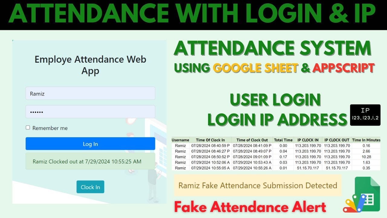 Attendance System with Google Sheets and Apps Script Fake Attendace Alerts | B24V2 - YouTube