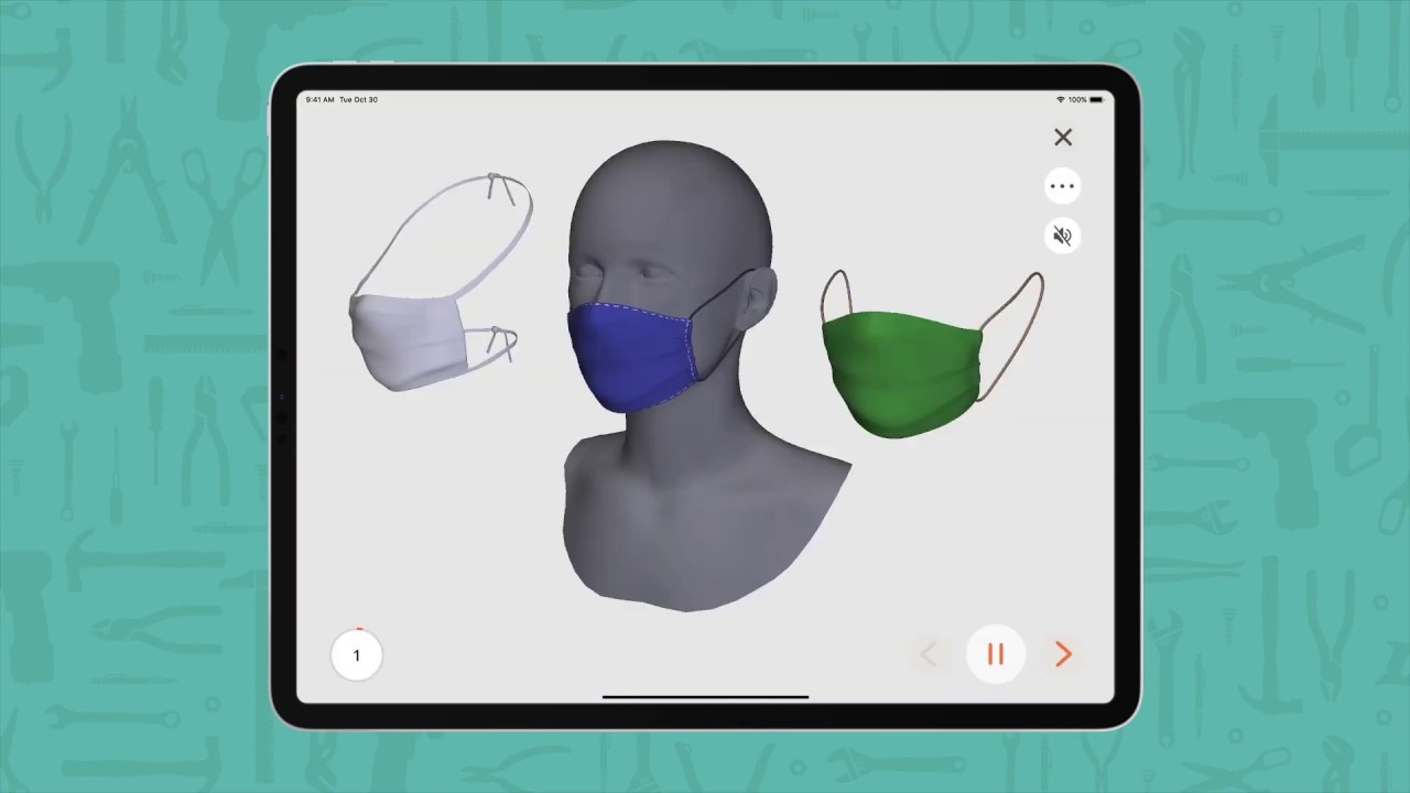 DIY Face Masks per CDC Guidelines on 3D app - YouTube