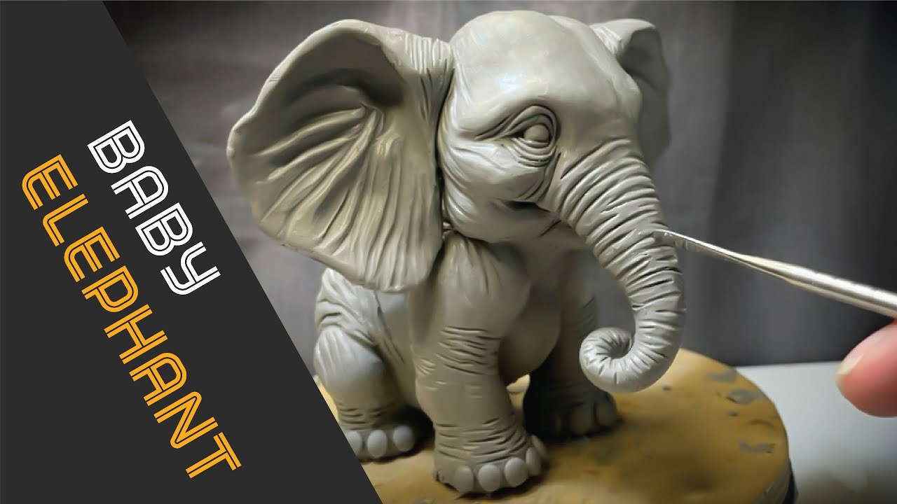 Baby elephant making with clay | Sculpting clay elephant | clay ...