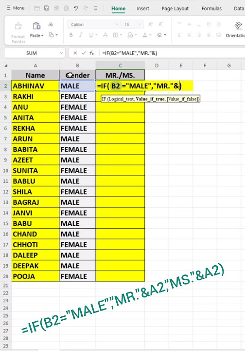 Add Mr & Ms Excel Name |Excel Tutoring | Excel Tutorial | In Excel Sheet | Excel Tricks #excel ...
