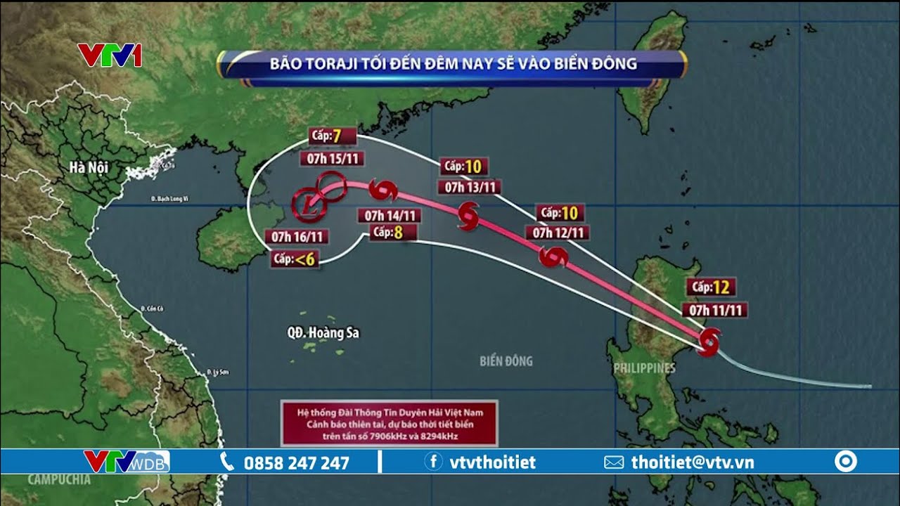 Bão Toraji tối đến đêm nay sẽ đi vào Biển Đông | VTVWDB - YouTube