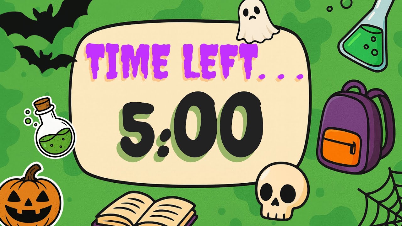 5 Minute Halloween Timer 💚🎃 | Spooky Classroom Countdown | Kid-Friendly ...