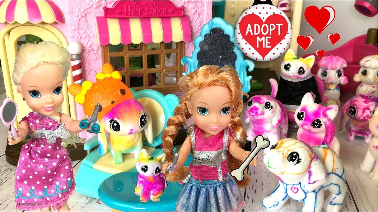 Elsa and Anna Toddlers Pet Adoption! Beauty Salon Makeover & Pet Clinic ...