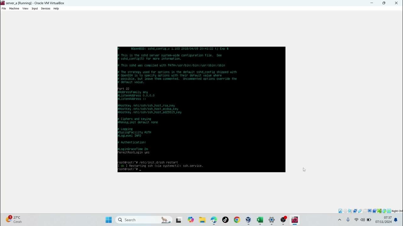 Konfigurasi SSH Server Debian Virtual BOX Versi 7.0 - YouTube