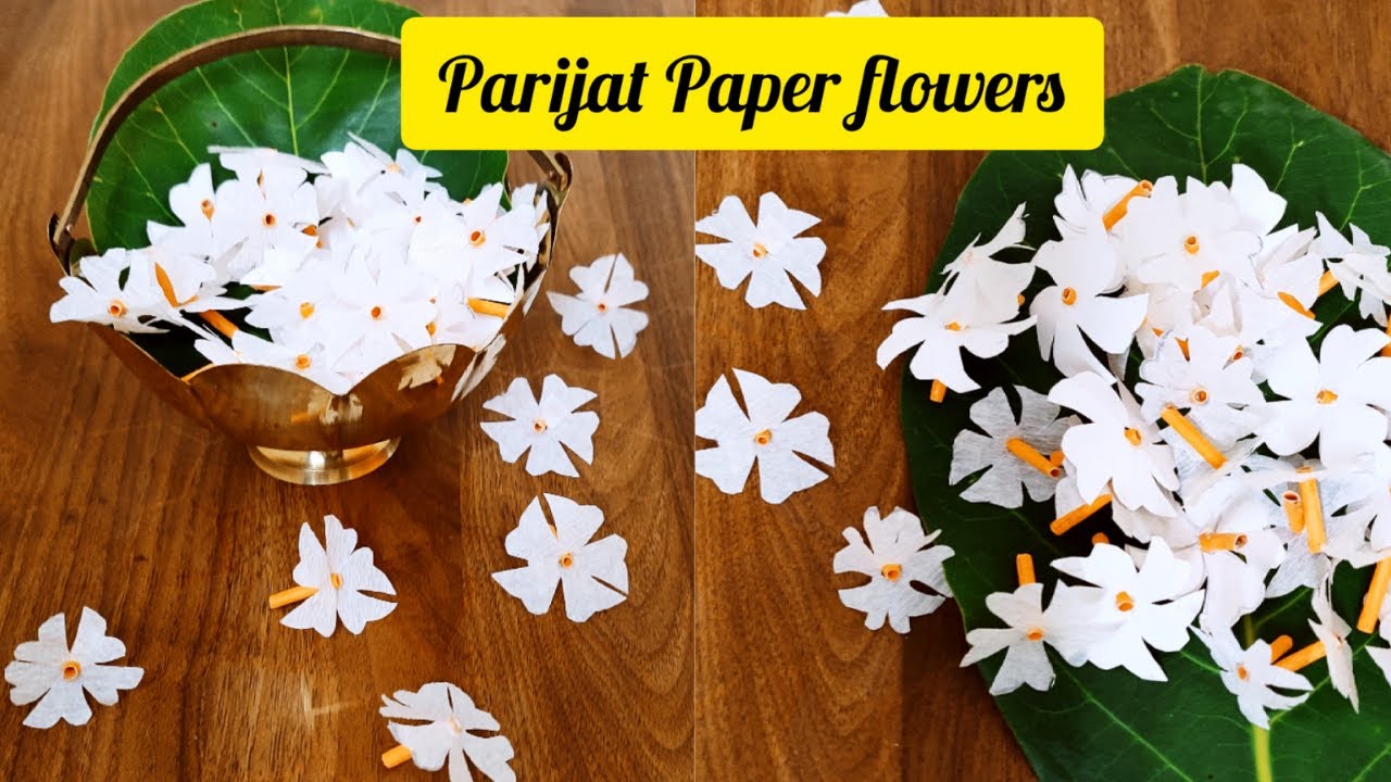 Easy way To Make Parijat Paper Flowers | Night Jasmine Flowering ...