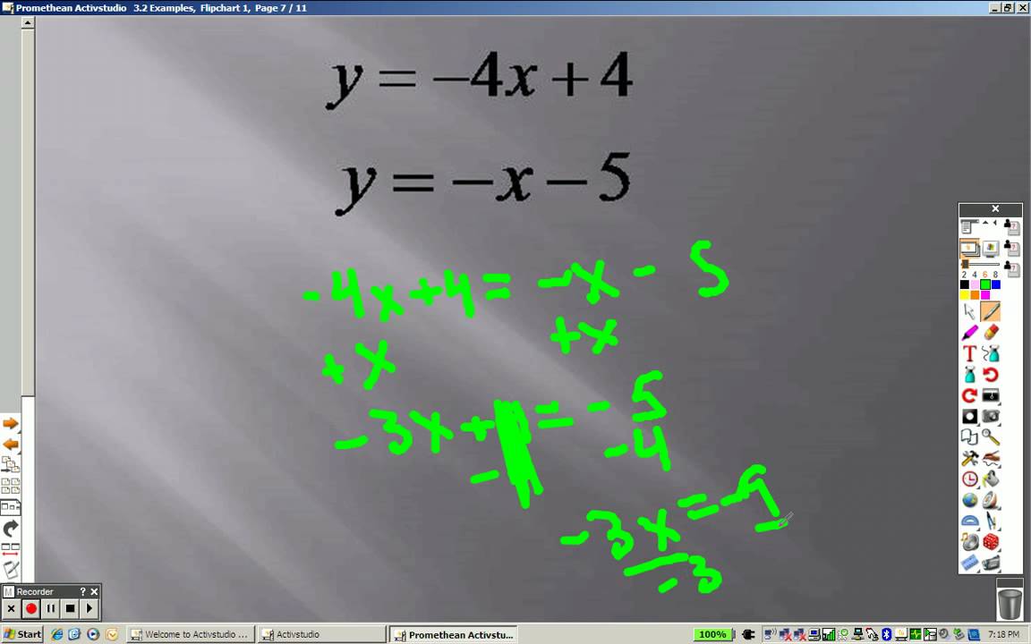 Algebra 2 3.2 Examples Solving Linear Systems Algebraically - YouTube