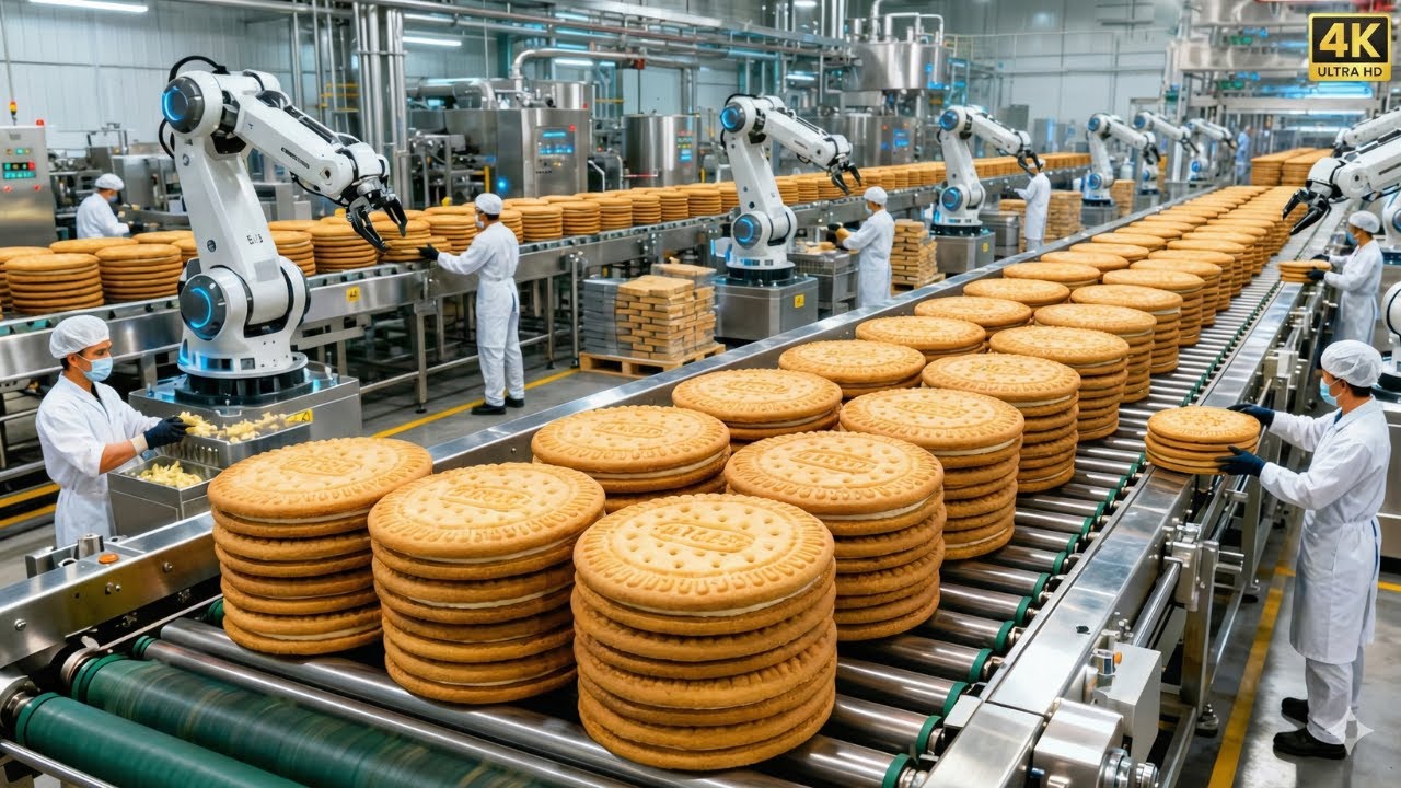 Industrial Biscuit Production: Inside a Massive Cookie Manufacturing ...