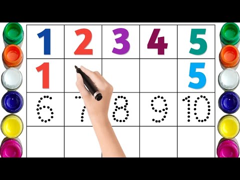 123 Numbers drawing, learn 12345 Counting, kids rhymes, 1 to 10 counting, one two three ginti ...