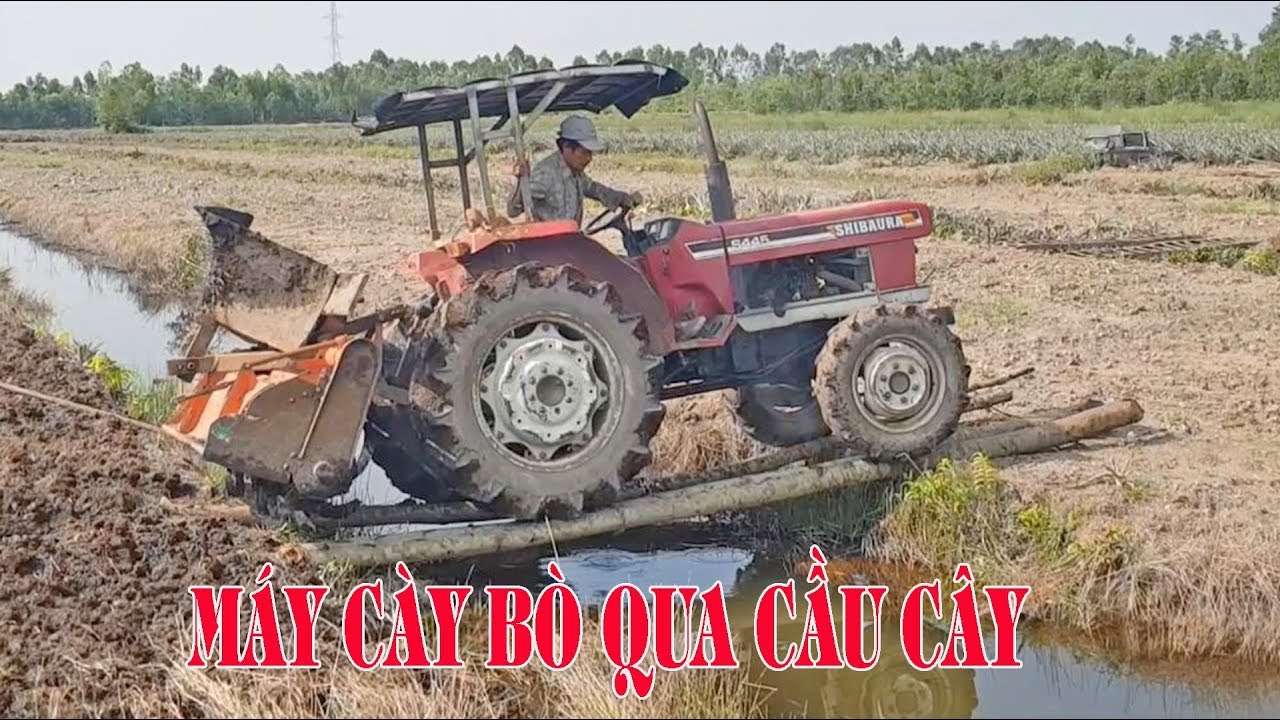 Hồi Hộp Xem Bác Tài Lái Máy Cày Bò Qua Cầu Gổ Quá Giỏi | Shibaura S445 ...