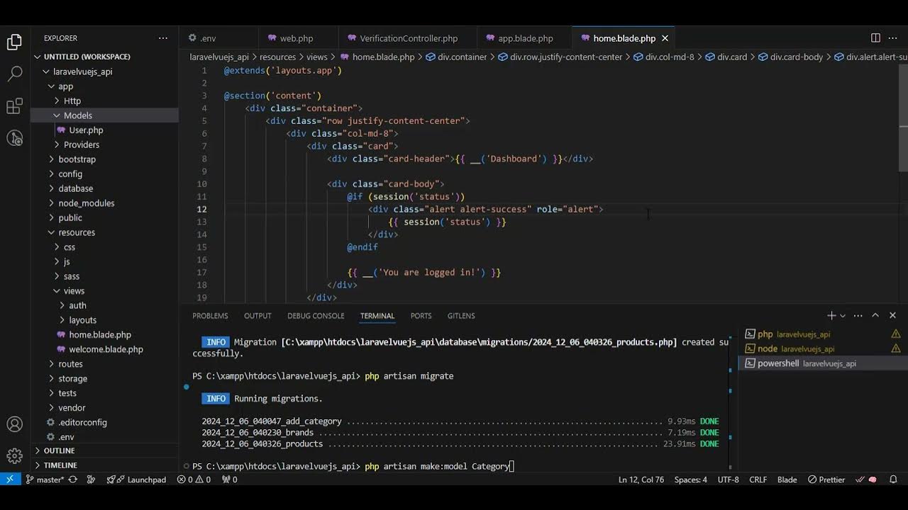 Bài 4: Tạo database và Model categories,brands,products | Laravel API + Vuejs Frontend - YouTube