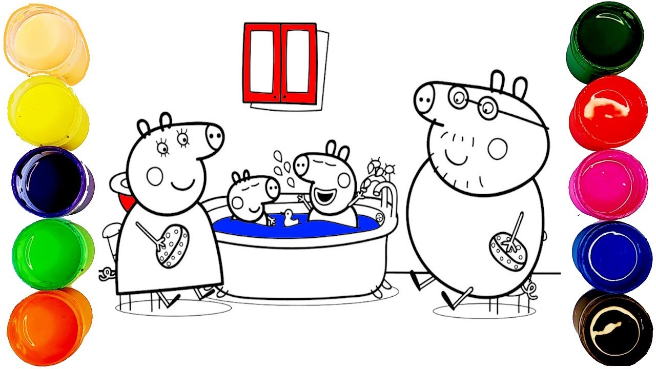 Peppa’s Family Bath Time Fun 🐷🛁💦 | Fun Coloring for Kids and ToddlersI ...