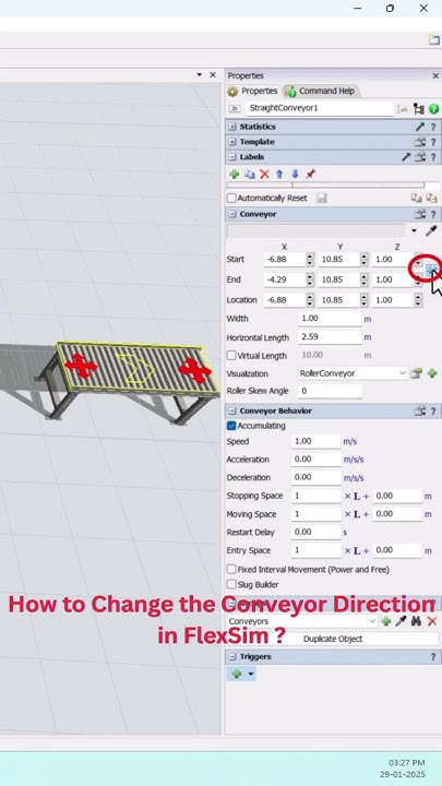 How to Change the Direction of Conveyor in FlexSim - YouTube