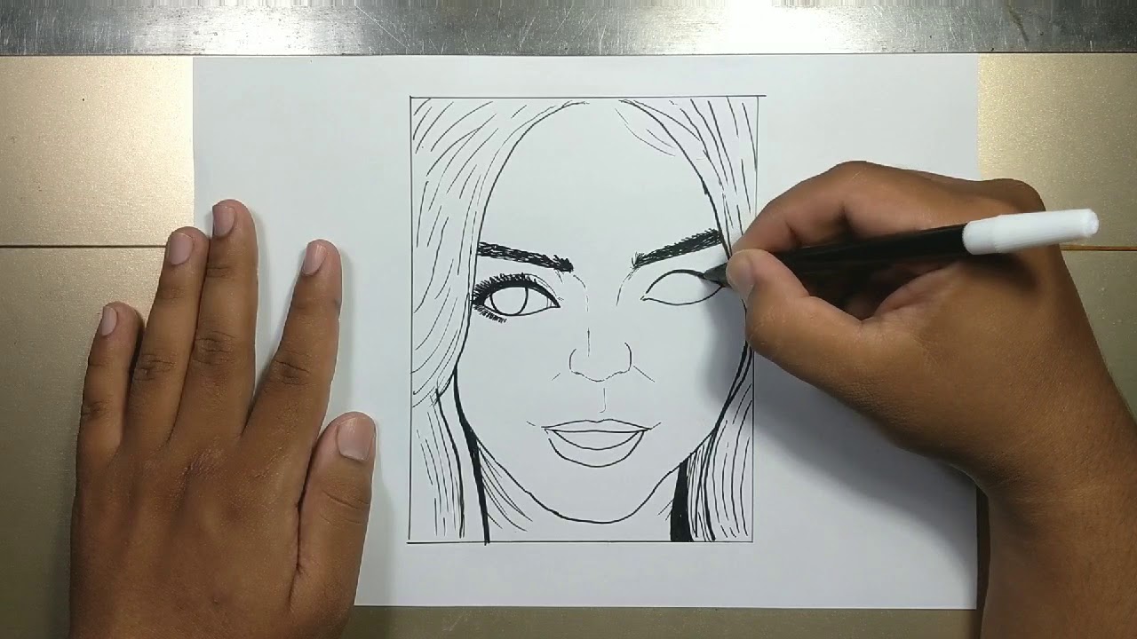 How to draw FEMALE FACE (ADULT) in 5 minutes - YouTube