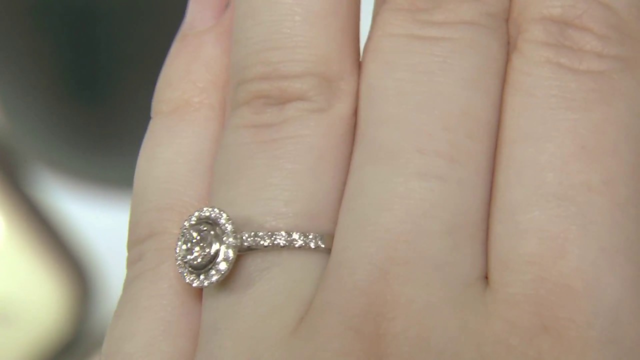 0.67ct Round Brilliant Cut Halo Engagement Ring HD070 - YouTube