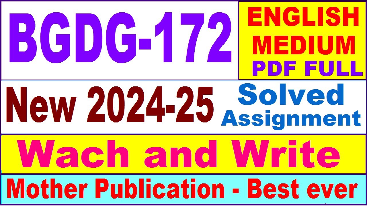 BGDG 172 solved assignment 2024-25 in English || bgdg 172 solved ...
