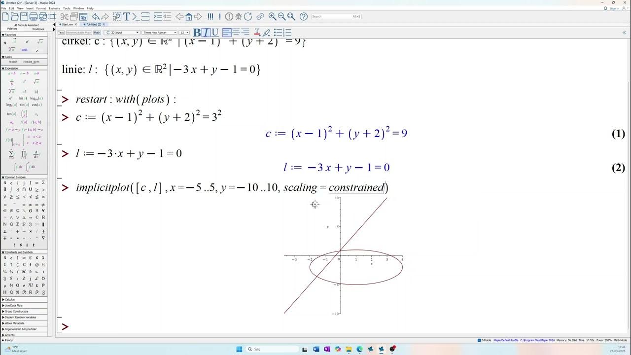 Eksempel - graf af en punktmængde med implicitplot - YouTube