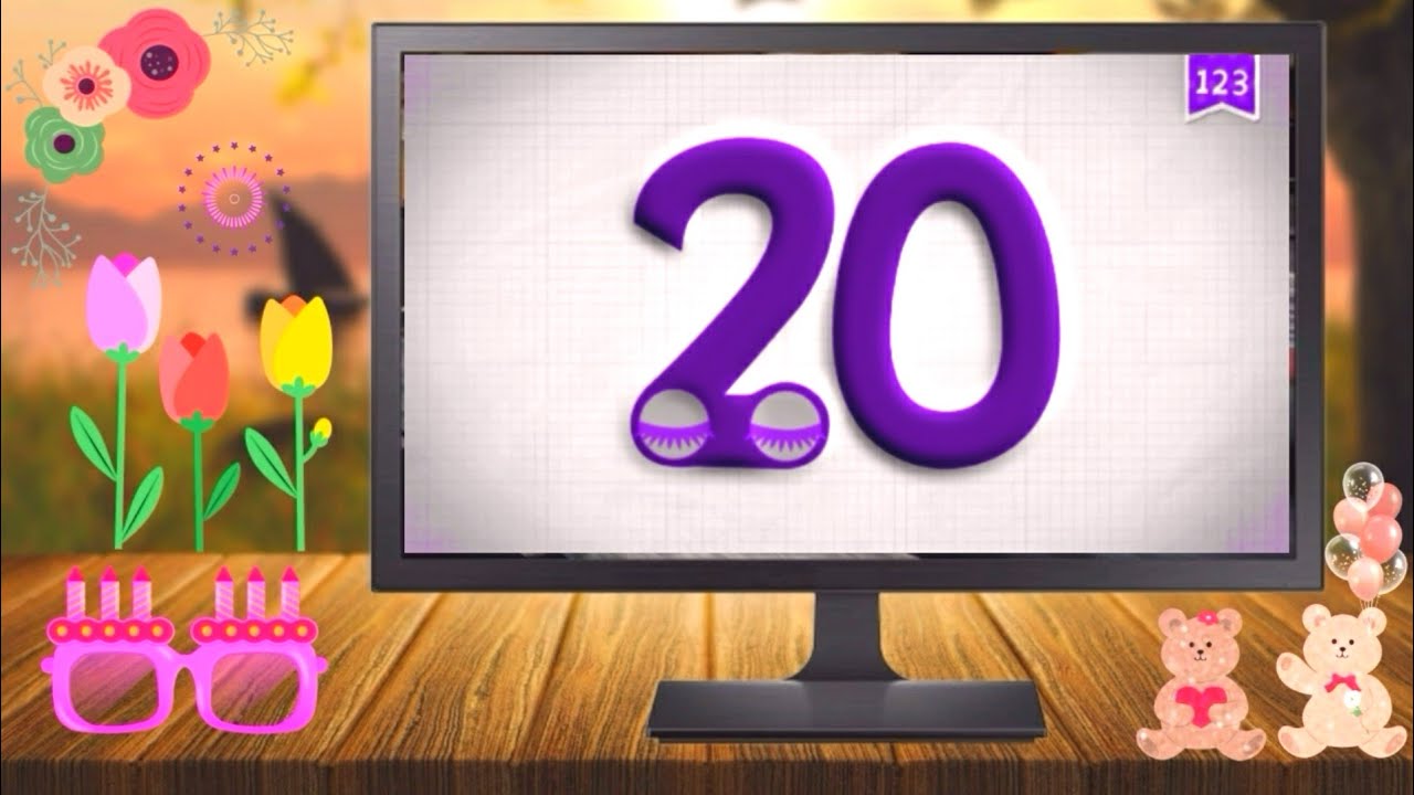 Endless Numbers Count 20 - Bevel Effect - Purple Color Filter And G ...