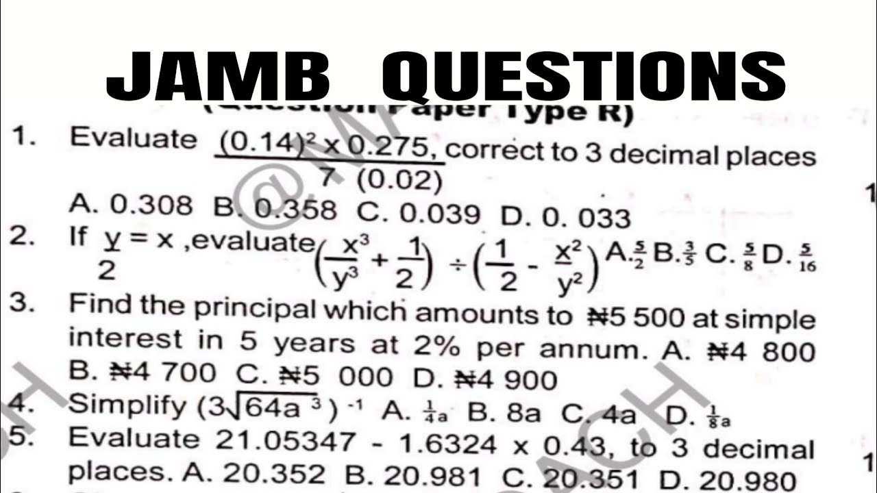 JAMB Mathematics past questions and Answers PDF | Jamb 2025 mathematics ...