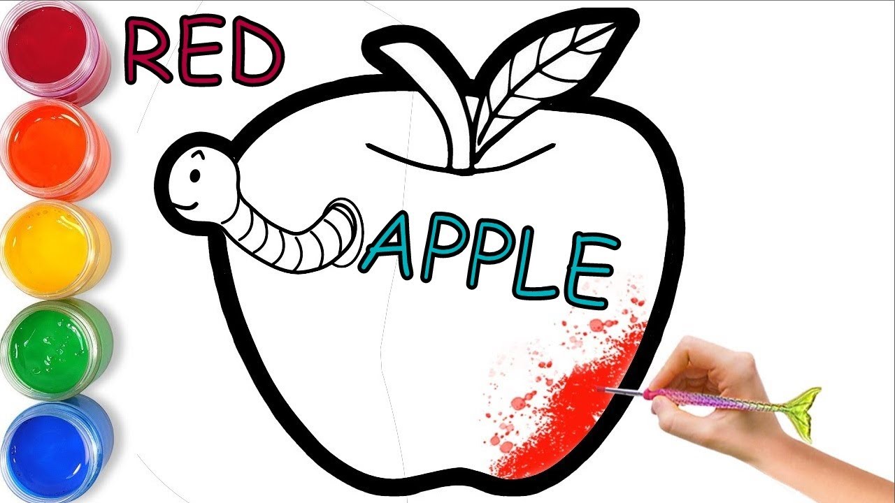Drawing apple for children/Рисование яблоко для детей/Bolalar uchun ...