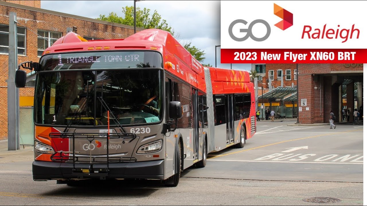 GoRaleigh: NEW 2023 New Flyer XN60 BRT (62304) on route 1 - YouTube
