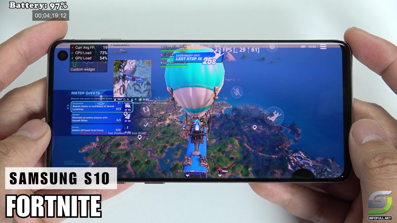 Samsung Galaxy S10 Fortnite Gameplay 2024 | Snapdragon 855 - YouTube