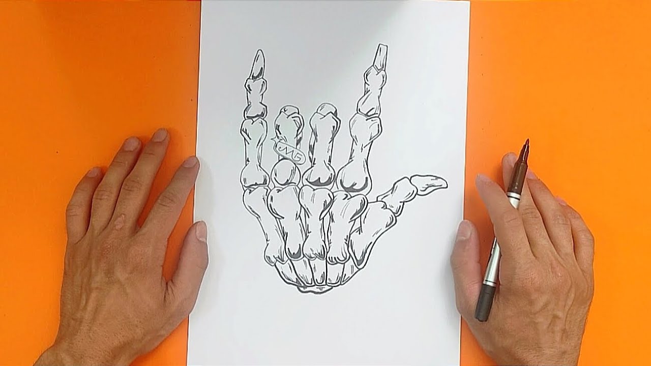 How to draw a skeleton hand? - YouTube