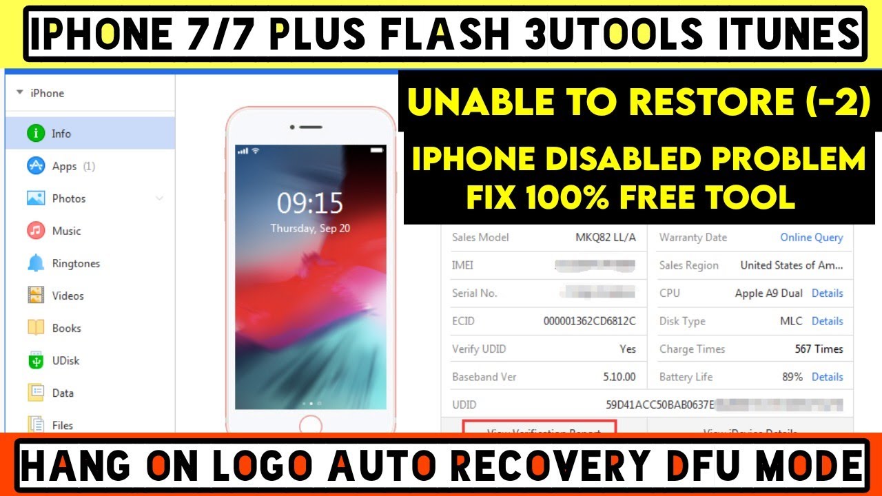 How to Flash Iphone 7/7 Plus DFU Recovery Mode Hard Reset iphone 7 ...