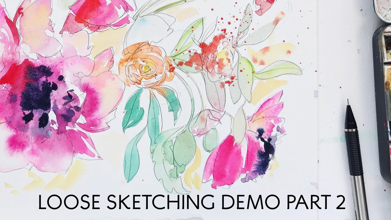 Loose Pencil Sketching for Beginners Part 2: Adding Watercolor - YouTube