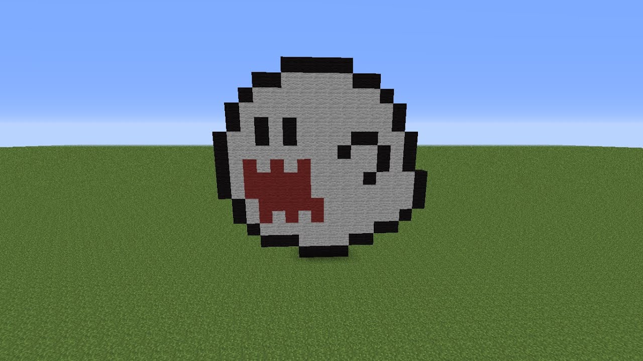 Minecraft Pixel Art - #7 - Boo From Super Mario - YouTube