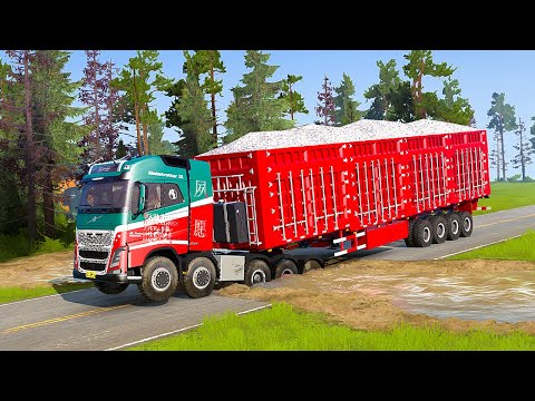 Dump Truck vs Extreme Broken Road with Speed Bumps | Spintires: Mudrunner Gameplay