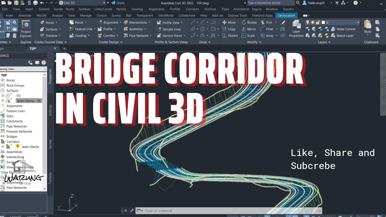 Bridge Corridor in Civil 3D - YouTube
