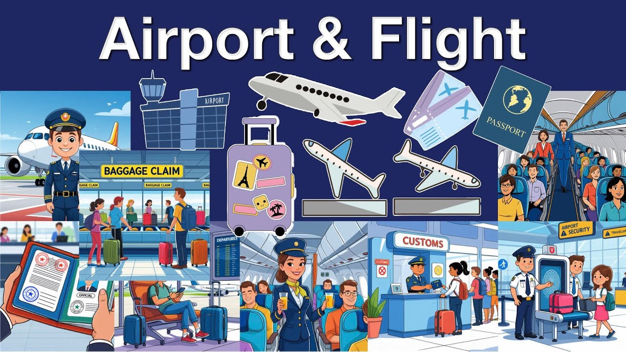 Airport & Flight Vocabulary for Beginners | Learn Travel English with ...