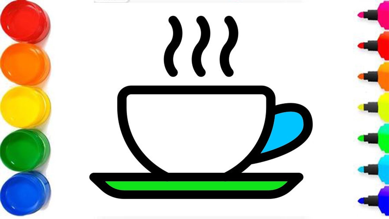 CoffeeCup☕🌈 easy way to drawing and coloring for kids and toddlers ...