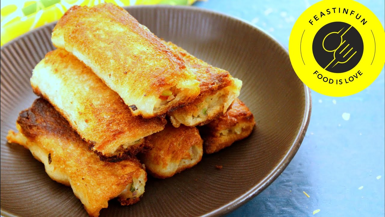 Extra Crispy Bread Rolls Recipe | Veg Snack Recipe | Feastinfun - YouTube