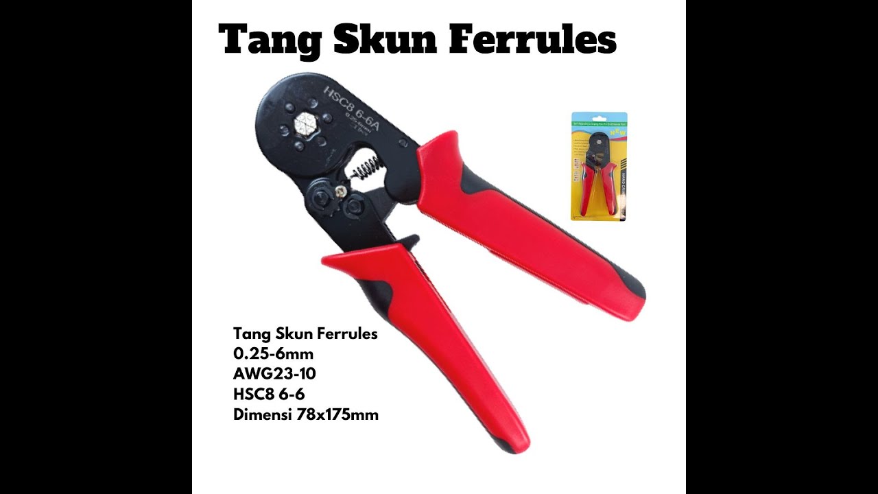 Tang Skun Ferrules 0.25-6mm AWG23-10 HSC8 6-6A Crimping Tool - YouTube