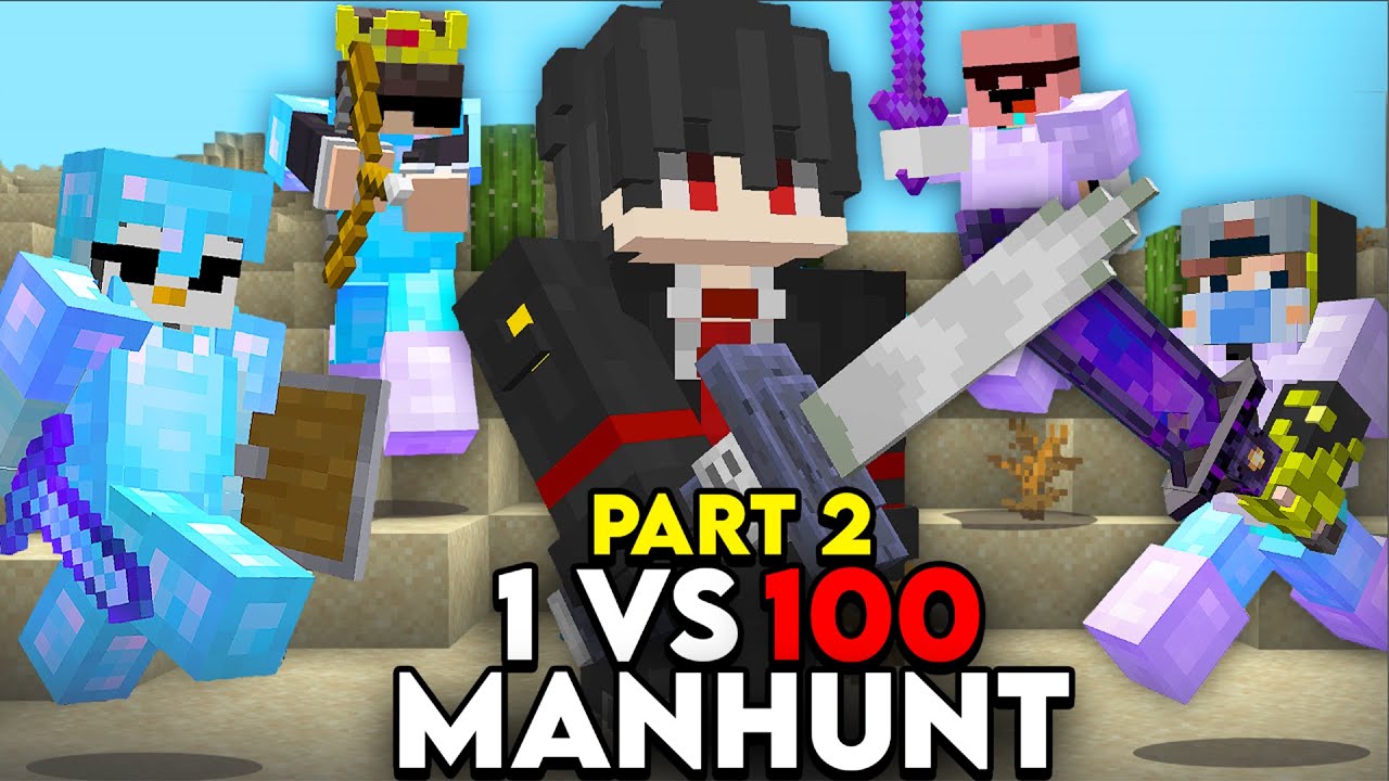 1 vs 100 Players Simulate Minecraft MANHUNT - YouTube