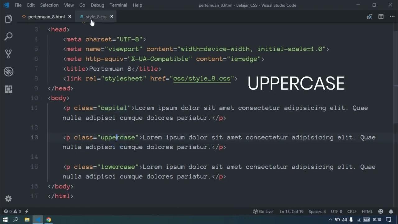 Tutorial CSS bahasa indonesia 8 : Mengubah Huruf Teks Menjadi Kapital ...